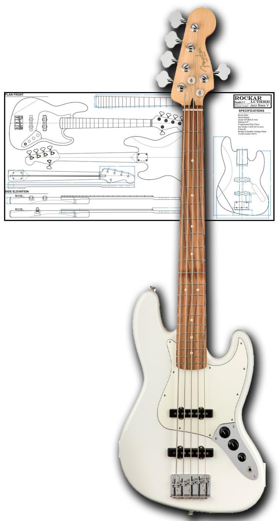 Plans/blueprints for Luthier, Style Jbass V - Etsy