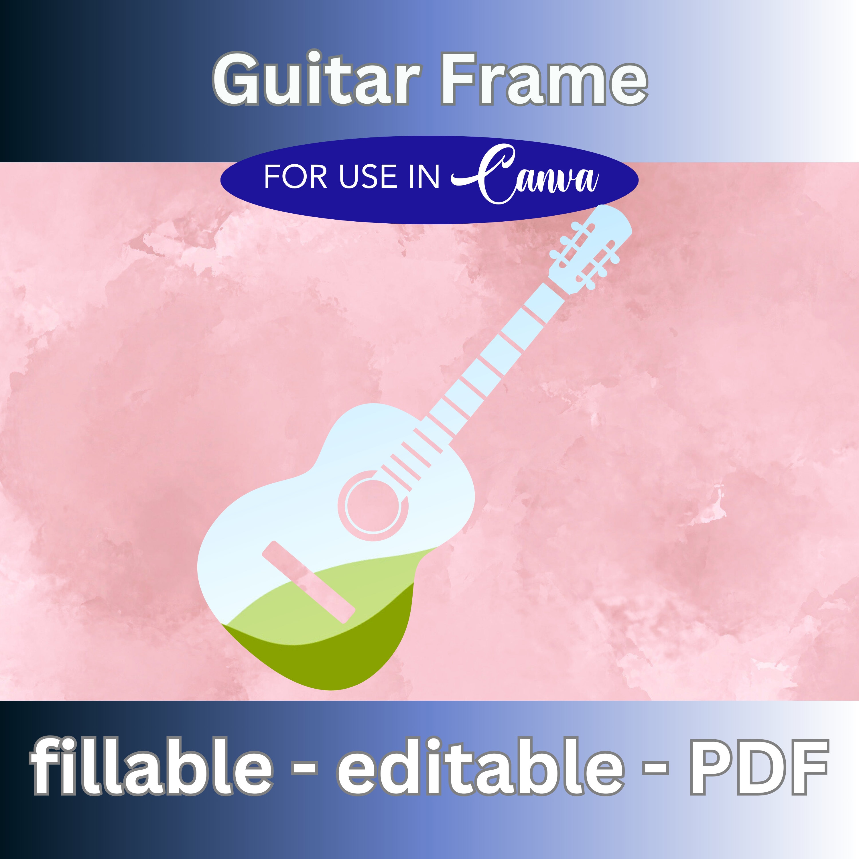 Guitar Fillable, Editable Frame for Use in Canva - Etsy