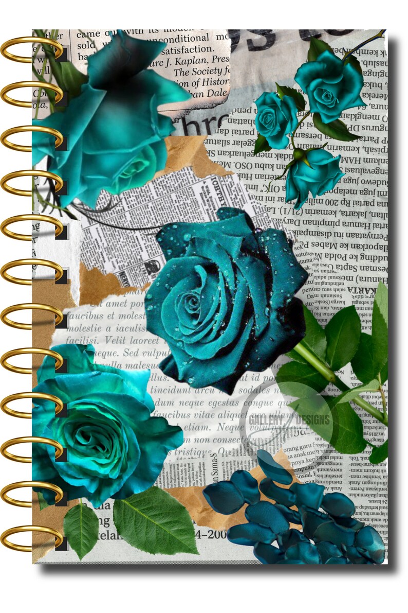 Paper and Teal Roses | Journal Cover | Planner Cover | Notebook Cover ...