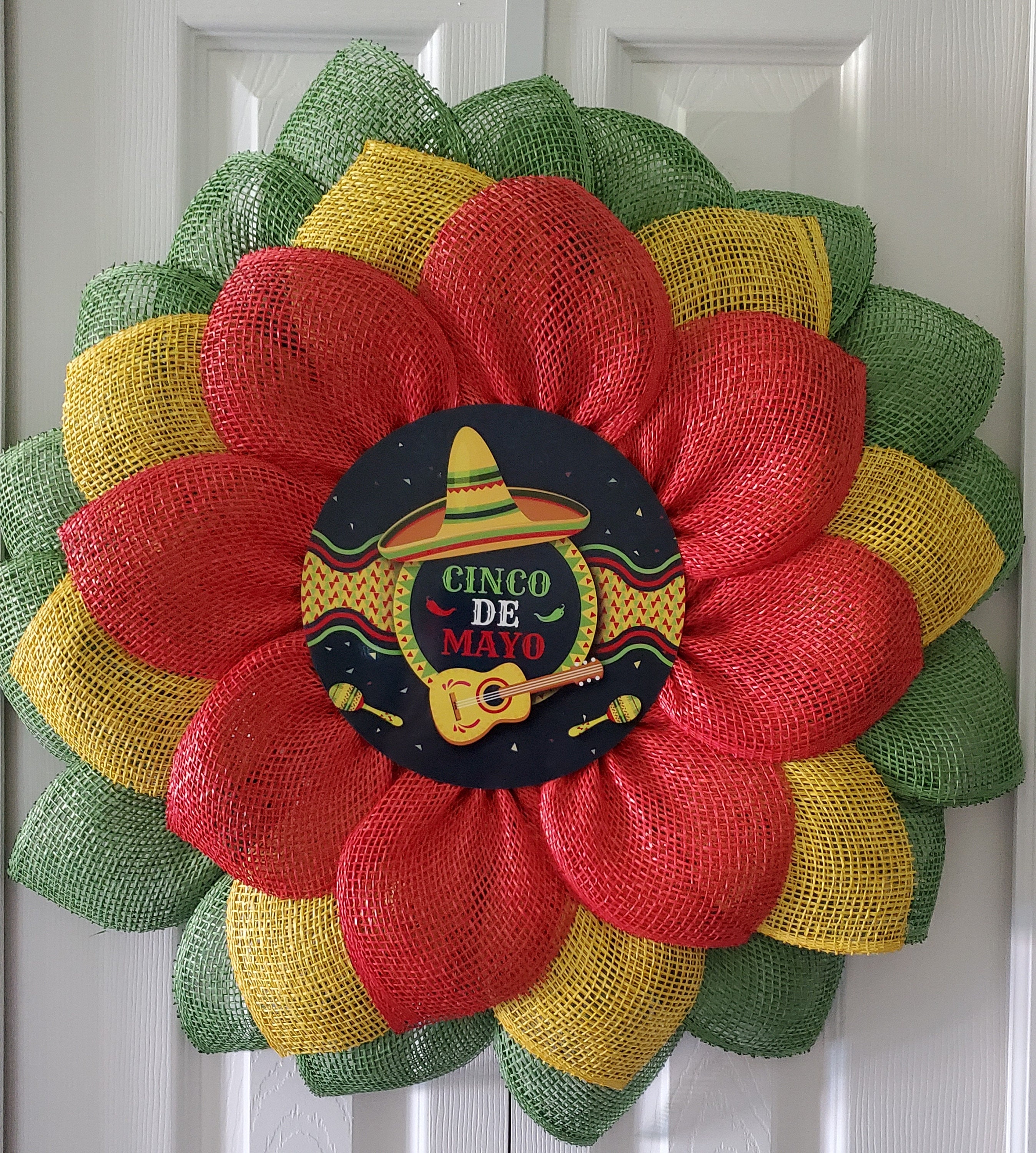 Cinco De Mayo Flower Wreath, Flower Wreath, Red,green and Yellow Flower ...