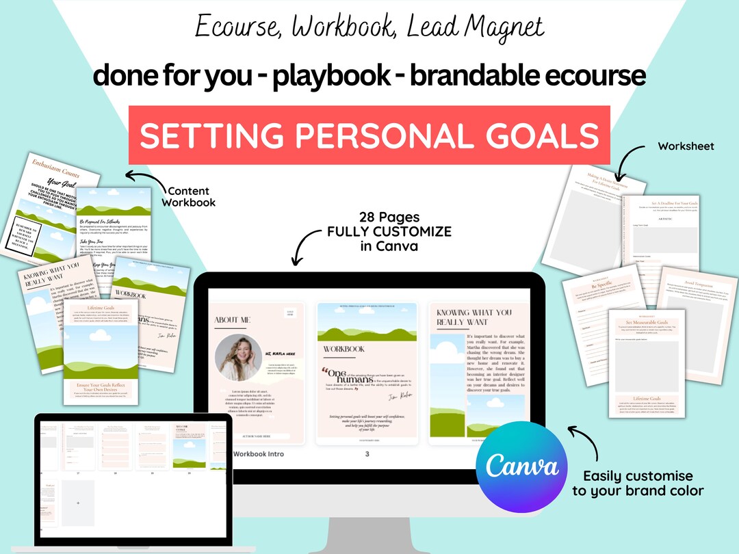 Workbook Setting Personal Goals in Canva | Editable Canva Template ...