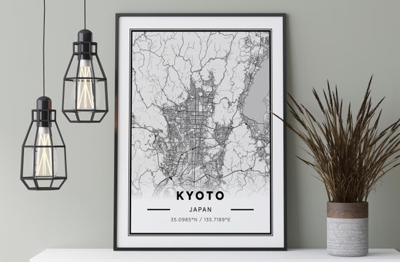 Kyoto City Map Kyoto Wall Art Kyoto Poster Kyoto Print Map | Etsy