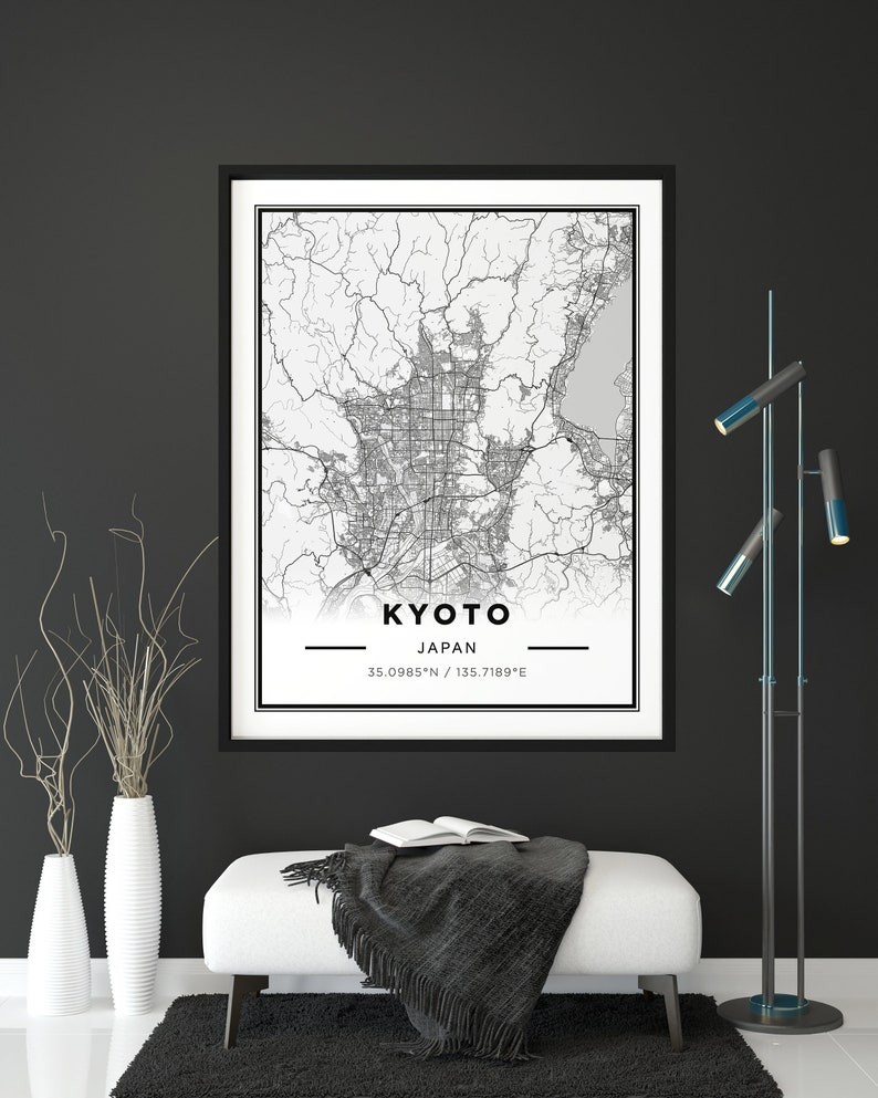 Kyoto City Map, Kyoto Wall Art, Kyoto Poster, Kyoto Print, Map of Kyoto ...