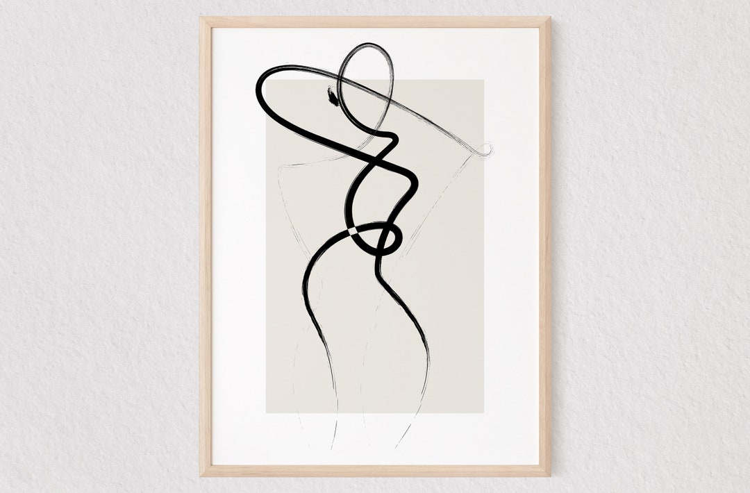 Bohemian Body One Line Art, Girl Body Print, Line Art Draw, Abstract ...