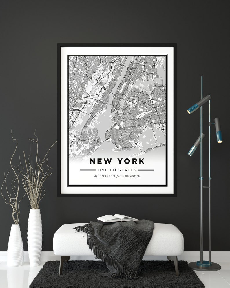 New York Street City Map, New York Wall Art, New York Poster, New York ...