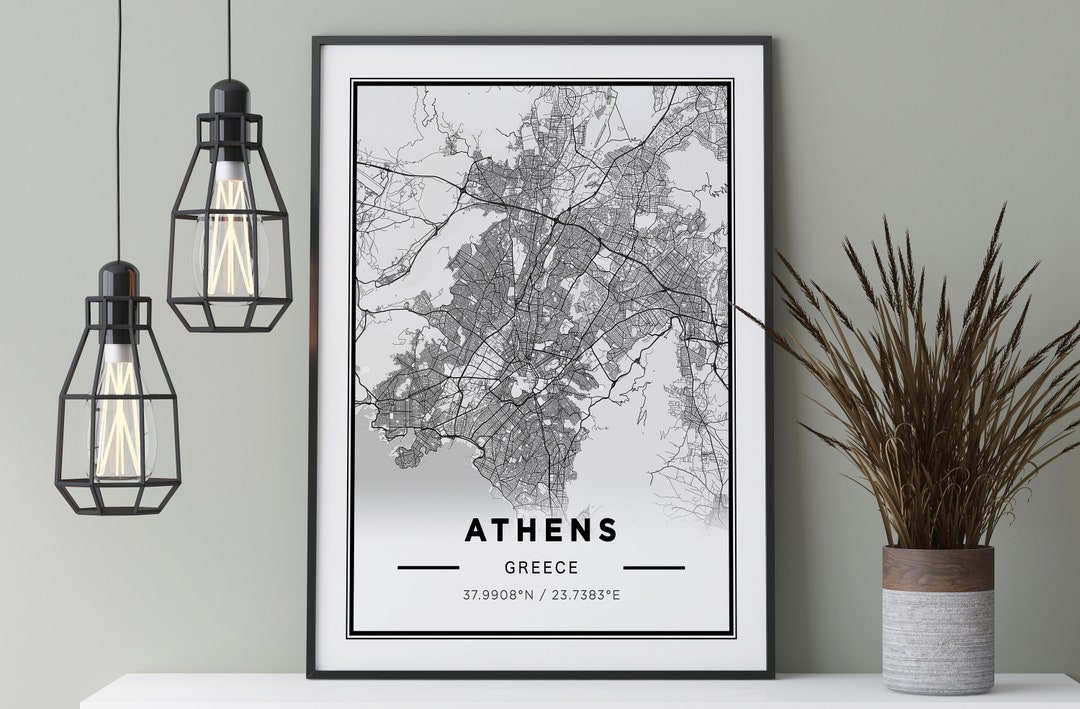 Athens Street City Map, Athens Wall Art, Athens Poster, Athens Print ...
