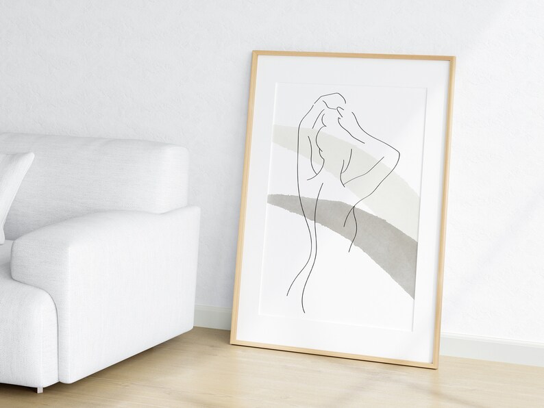 Woman One Line Art Naked Girl Body Print Line Art Draw Abstract Body