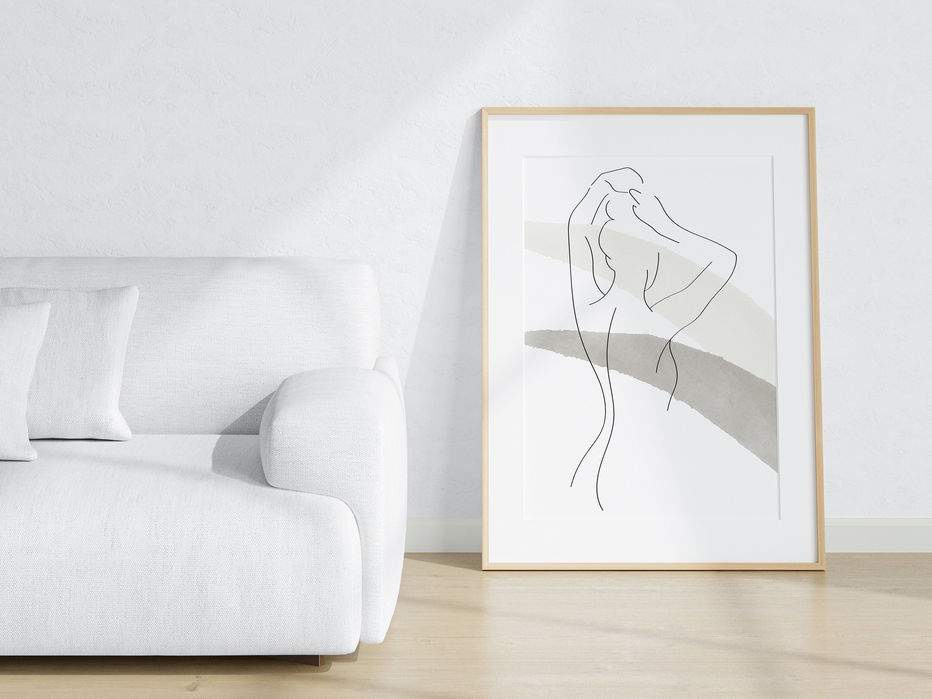 Woman One Line Art Naked Girl Body Print Line Art Draw Abstract Body