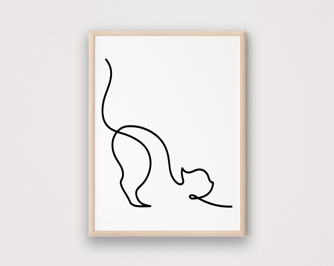 Printable Cat, Line Art Cat, Abstract Animal, Printable Wall Art ...
