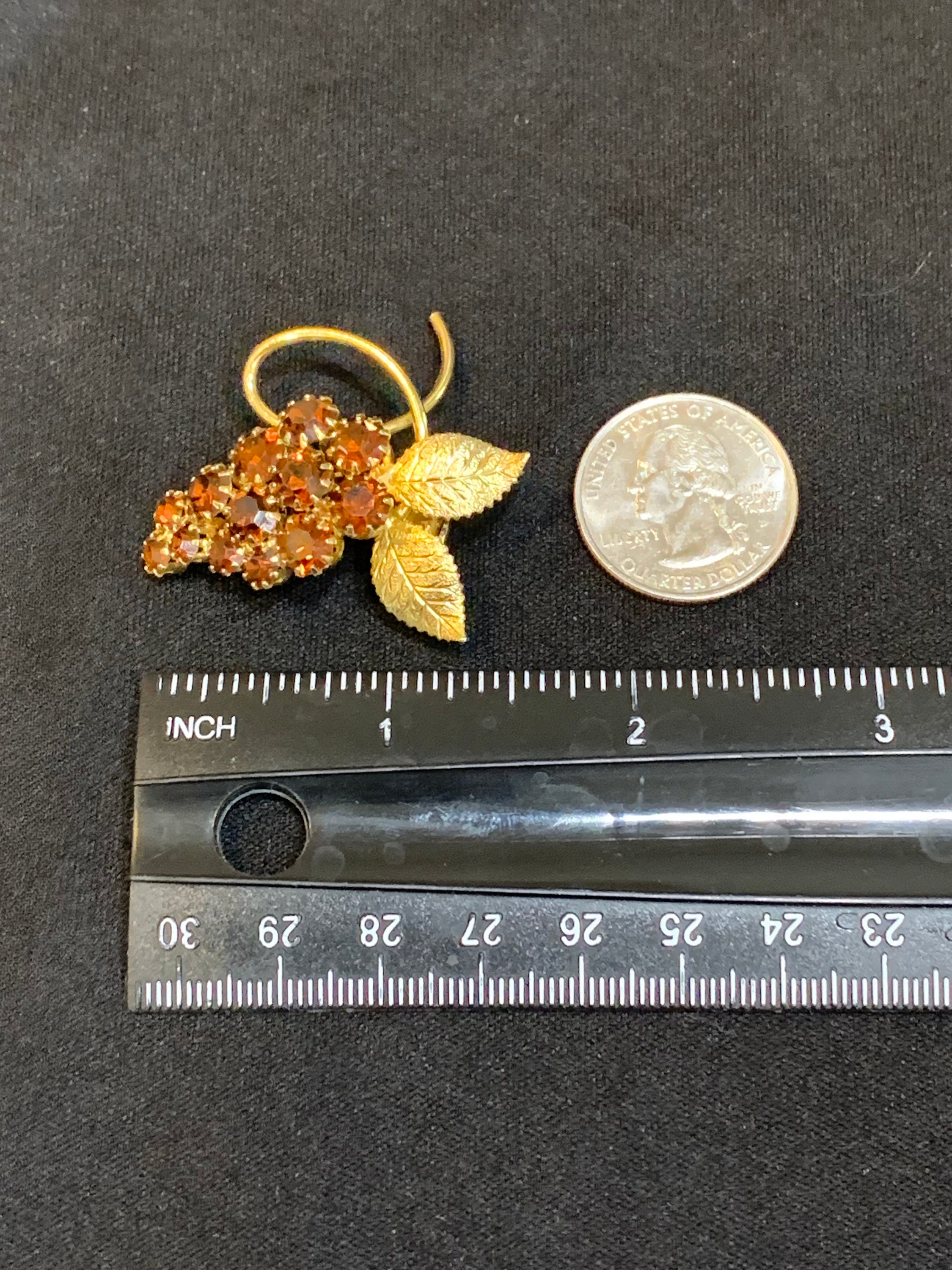 Vintage Gold Tone Hanging Grapes Rhinestone Brooch. FREE SHIPPING. MCM ...