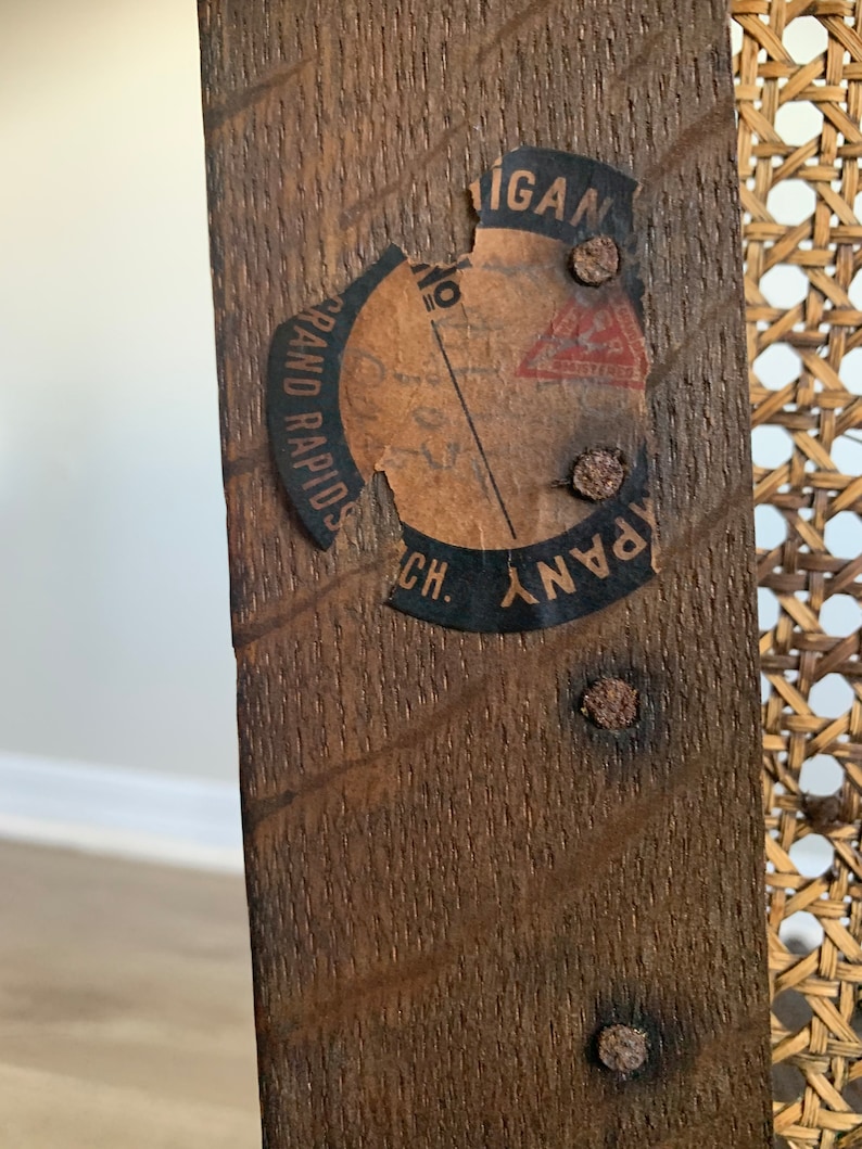 Antique Numbered Michigan Chair Company 3 Seat Carved Wood Arts ...