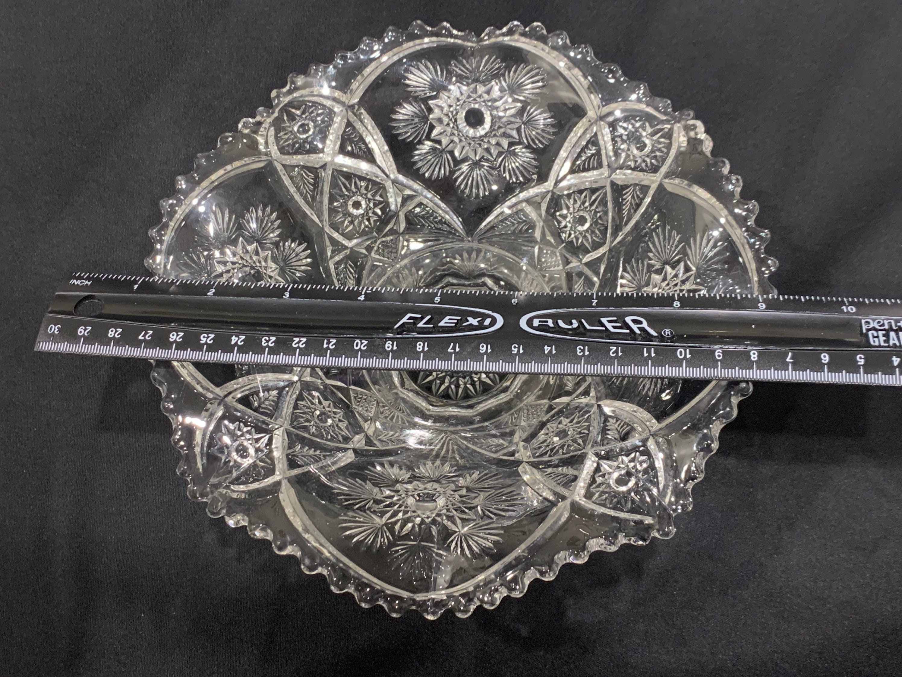 Hobstar & Fan Sawtooth Edge Cut Glass Pedestal Bowl/compote FREE ...