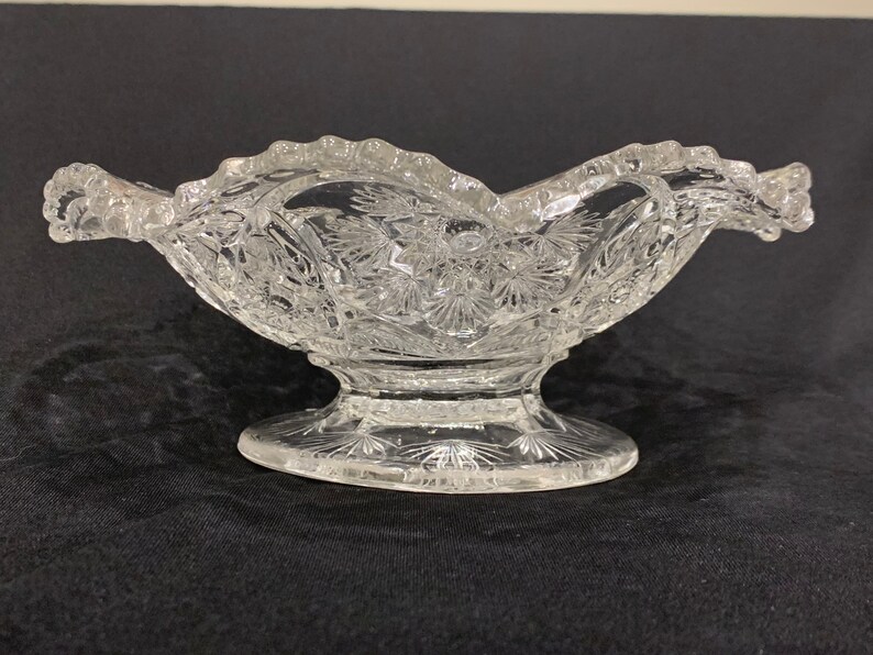 Hobstar & Fan Sawtooth Edge Cut Glass Pedestal Bowl/compote FREE ...