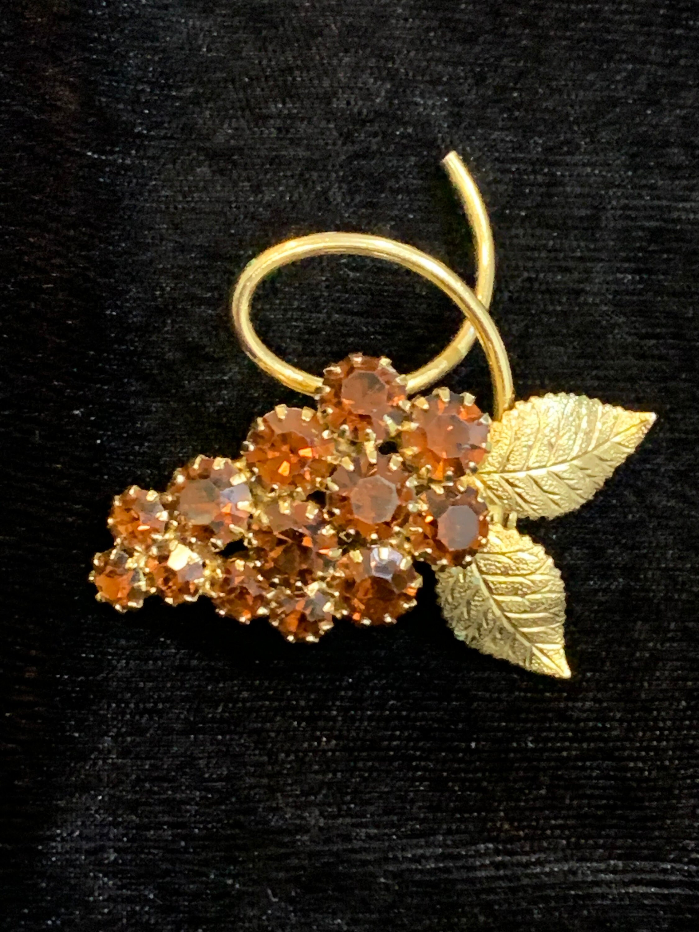 Vintage Gold Tone Hanging Grapes Rhinestone Brooch. FREE SHIPPING. MCM ...