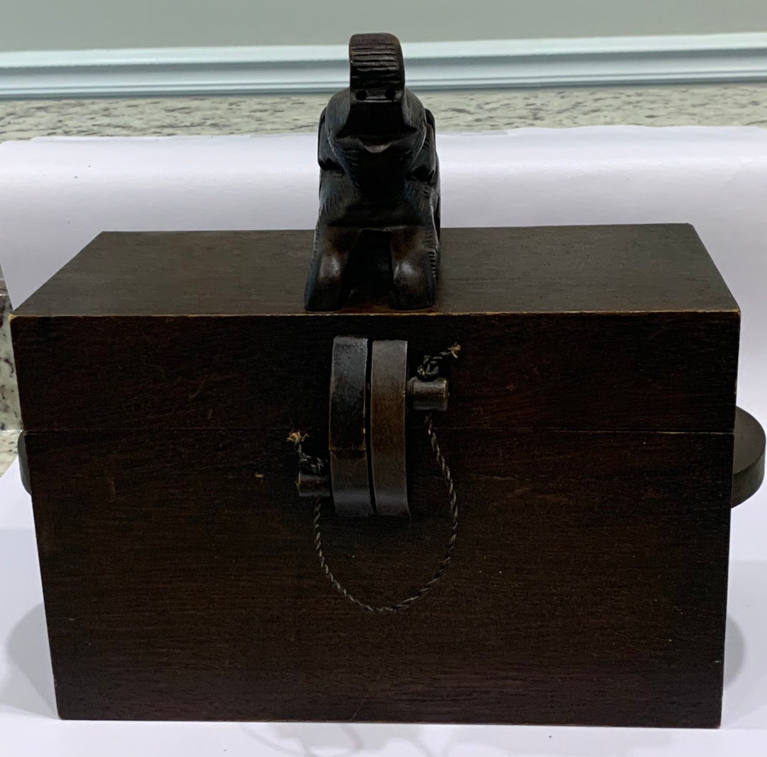 Carved Elephant Wood Box. FREE SHIPPING - Etsy