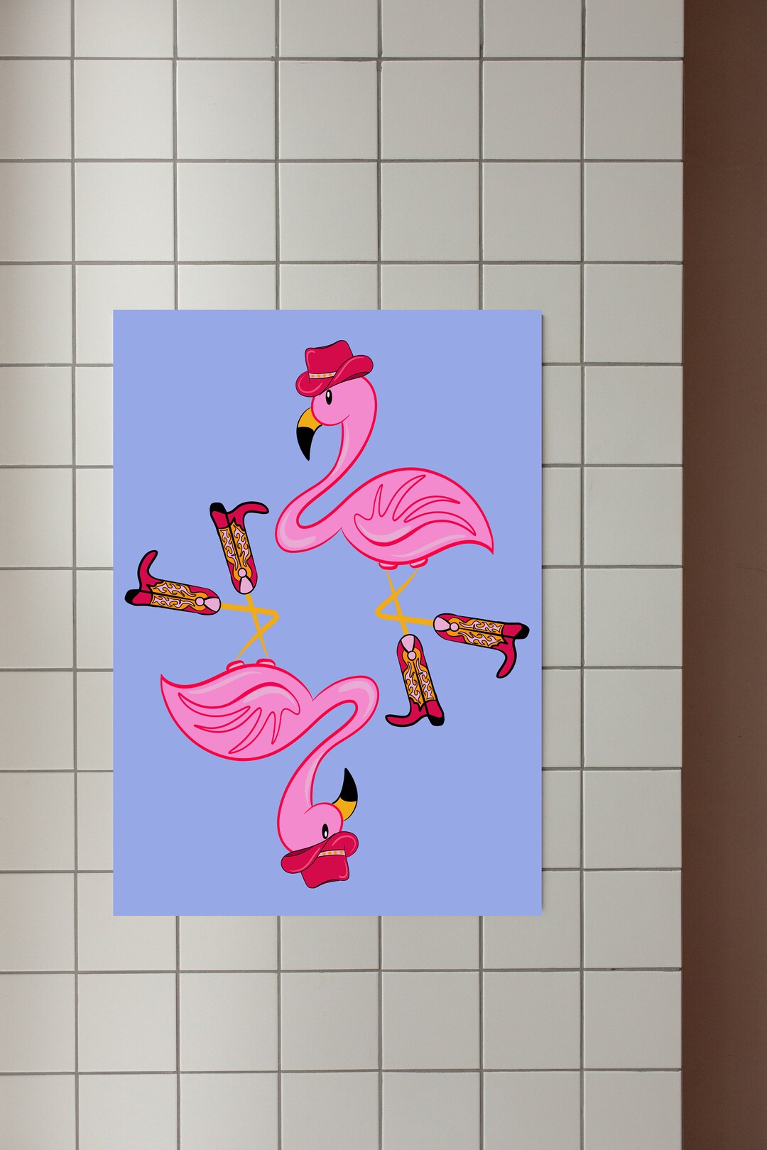 Cowboy Flamingos, Printable Wall Art, Digital Download - Etsy