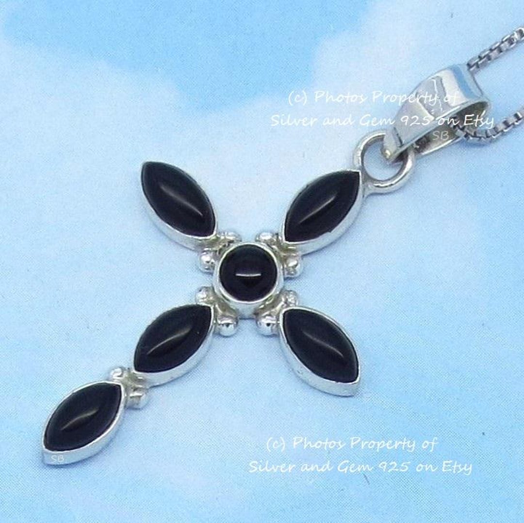 Brazilian Black Onyx Cross Pendant or Necklace Sterling Silver 161908 ...