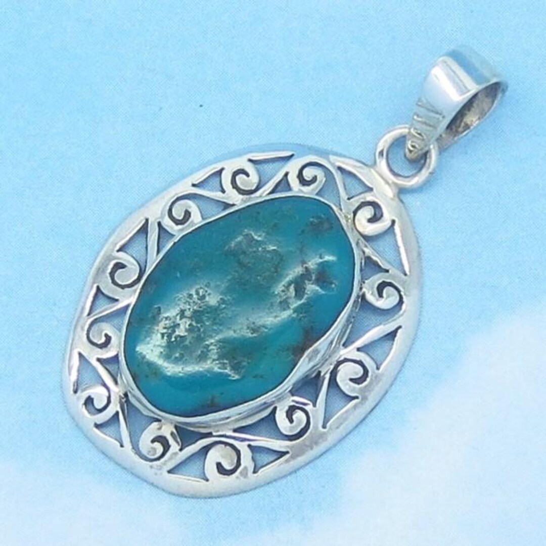 Raw Sleeping Beauty Turquoise Pendant Sterling Silver Filigree 161003 ...