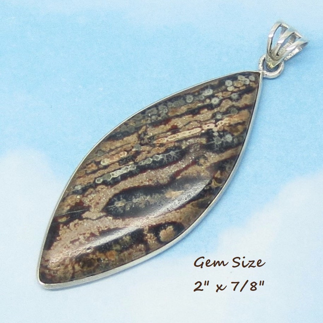 Viper Skin Jasper Pendant Sterling Silver 270610 Marquise - Etsy