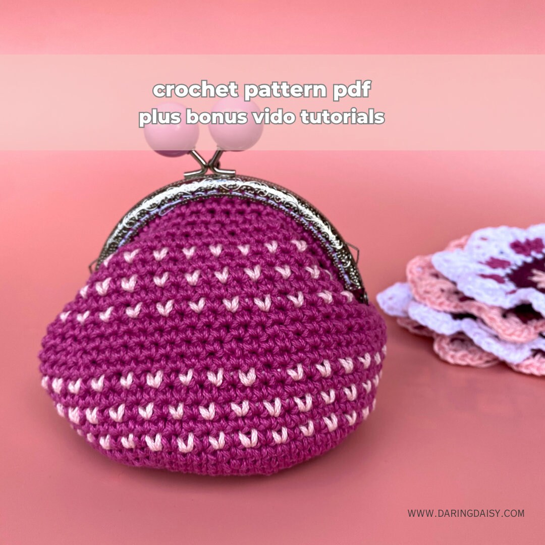 Sweet Heart Coin Purse CROCHET PATTERN PDF | Tutorial for Crochet Coin ...