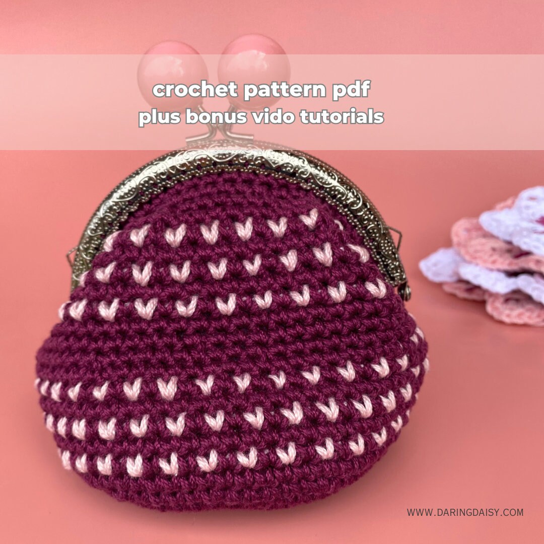 Sweet Heart Coin Purse CROCHET PATTERN PDF | Tutorial for Crochet Coin ...