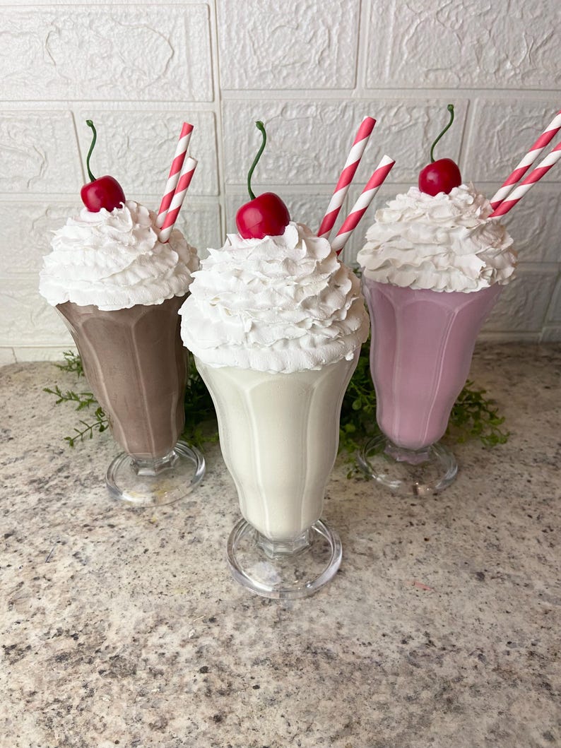 Fake Milkshake: Realistic Dessert Prop, Ice Cream Shop Display, Kitchen ...
