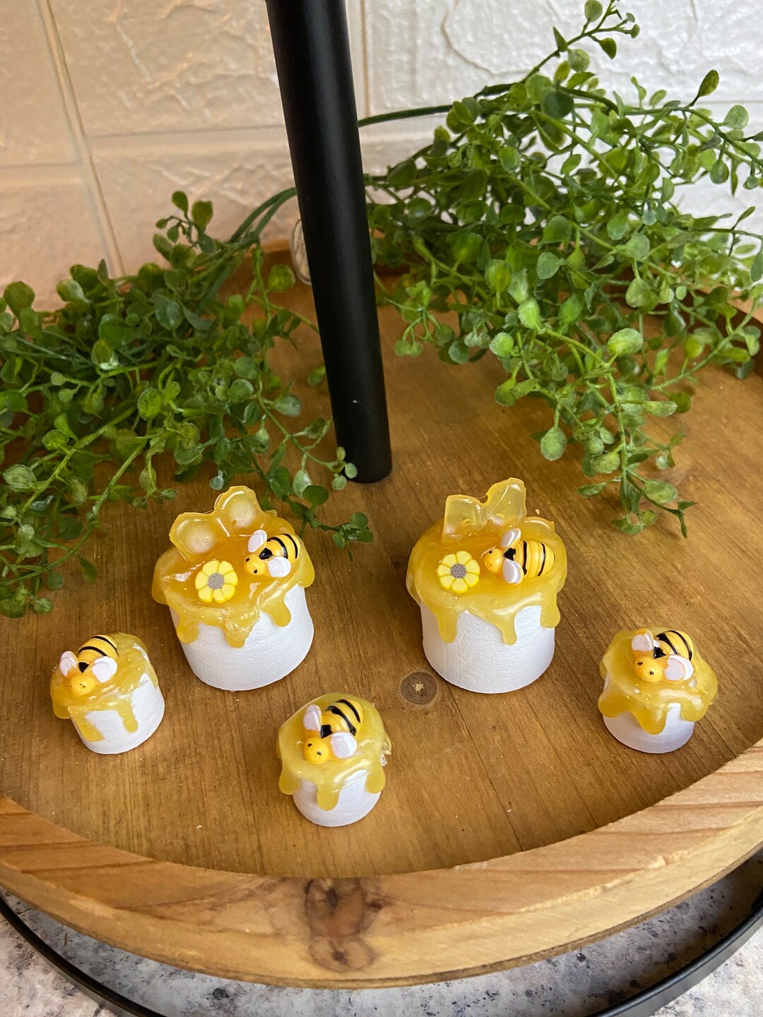 Set of 3 Large Faux Honey Bee Marshmallows, Set of 6 Small Faux Honey ...