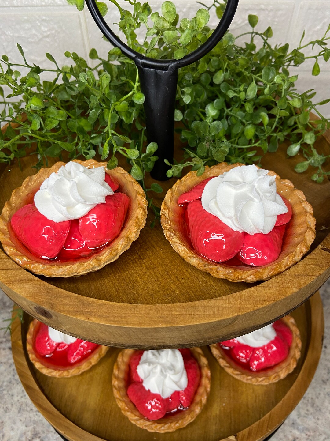 Fake Strawberry Tart, Fake Tart, Tiered Tray Decor - Etsy
