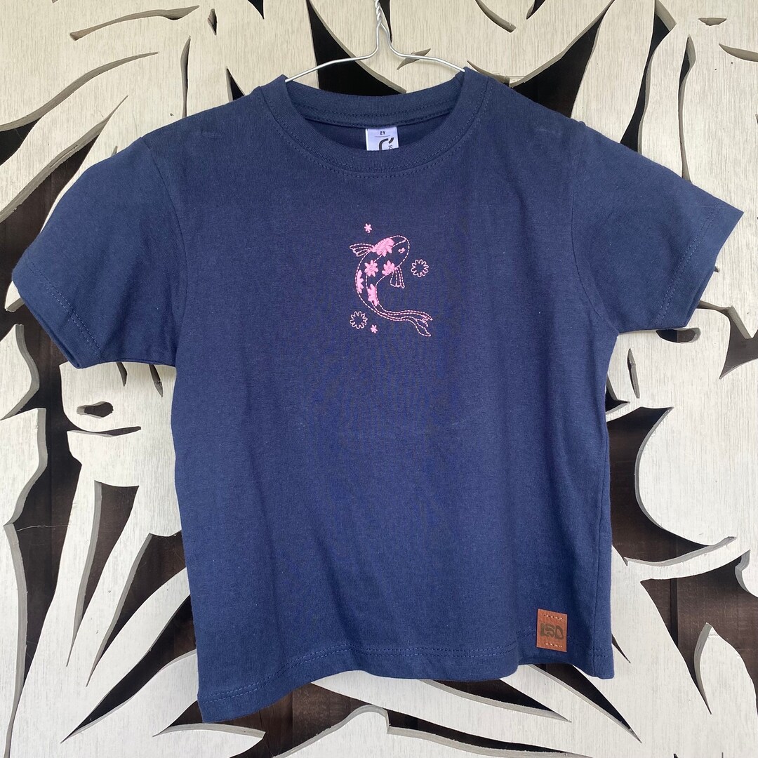 Navy Koi Fish Kids Tee - Etsy