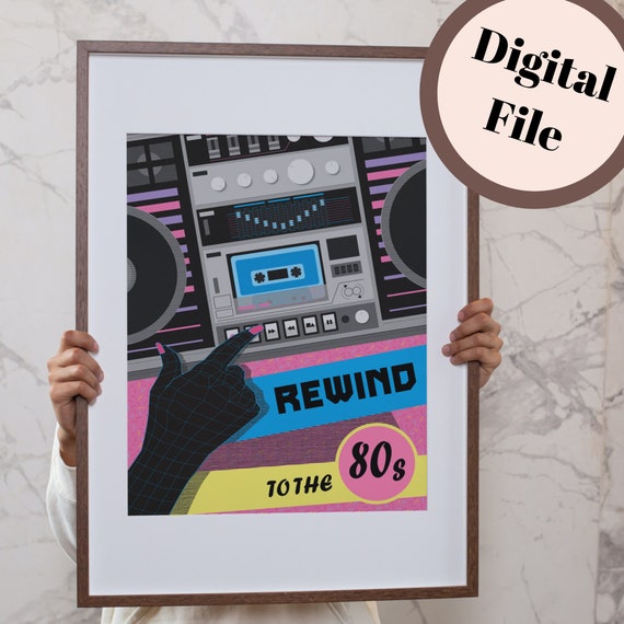 Rewind to the 80s Poster Instant Digital Download Decor - Etsy