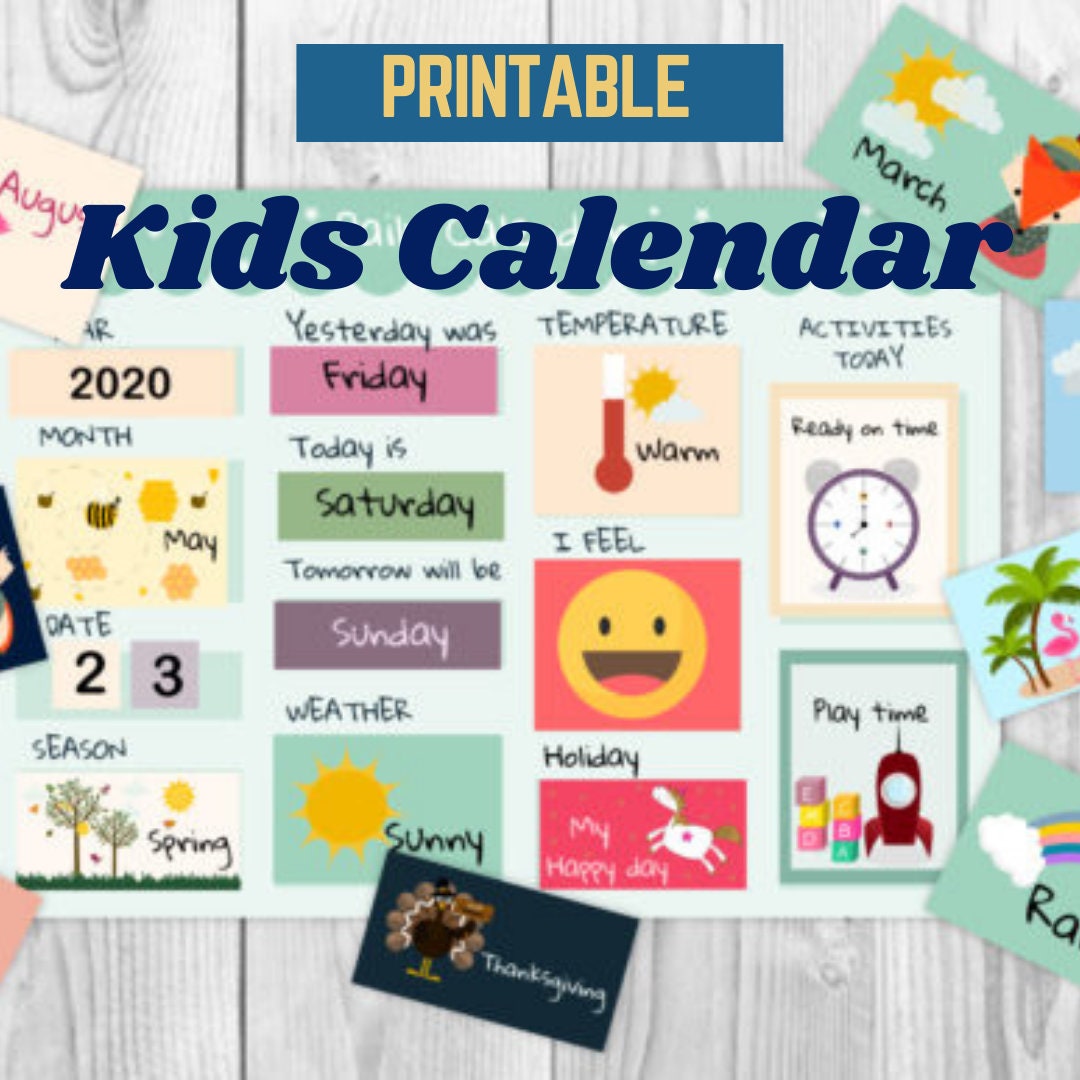 Kids Printable Calendar, Homeschool Activities, Kids Calendars, Cute ...