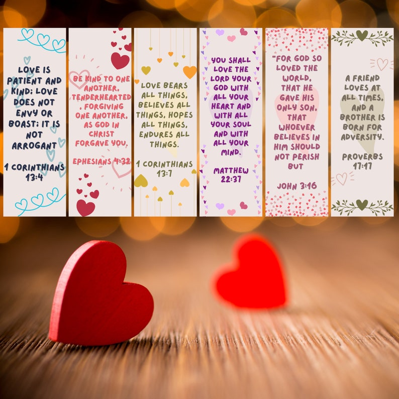 6 Inspirational Christian Quotes Heart Bookmarks - Etsy