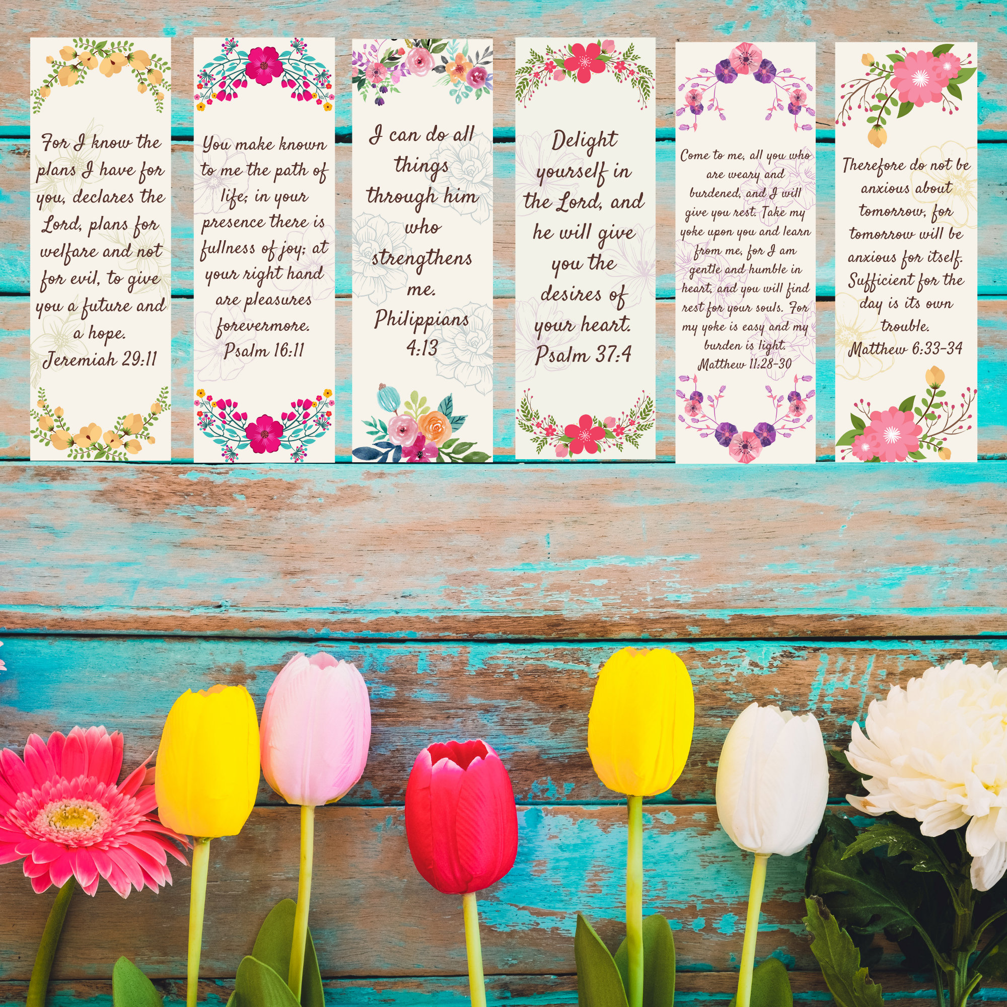 6 Inspirational Christian Spring Flower Bookmarks - Etsy