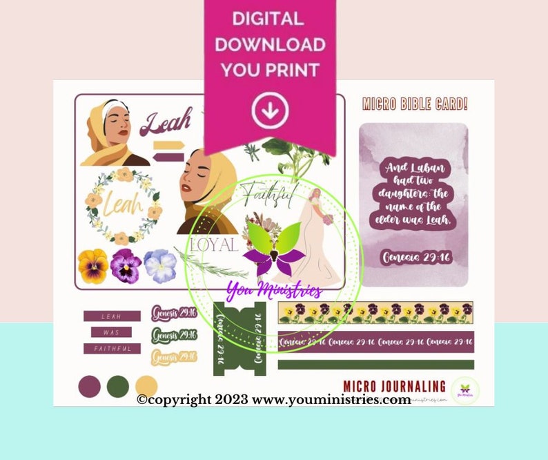 Leah Women of the Bible Series, Bible Journaling Stickers, Micro Bible ...