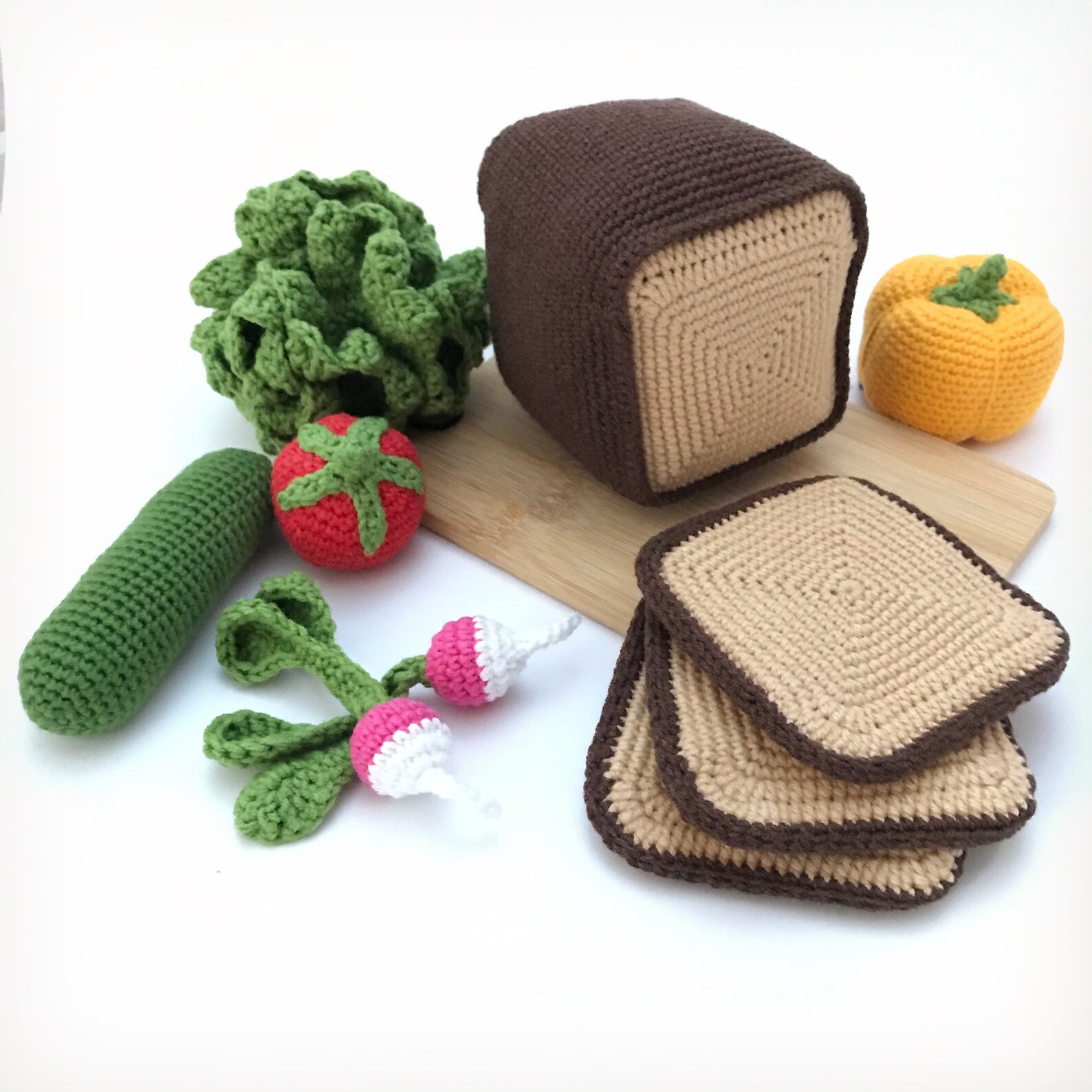 Crochet rye bread & slice recipe amigurumi food pattern | Etsy