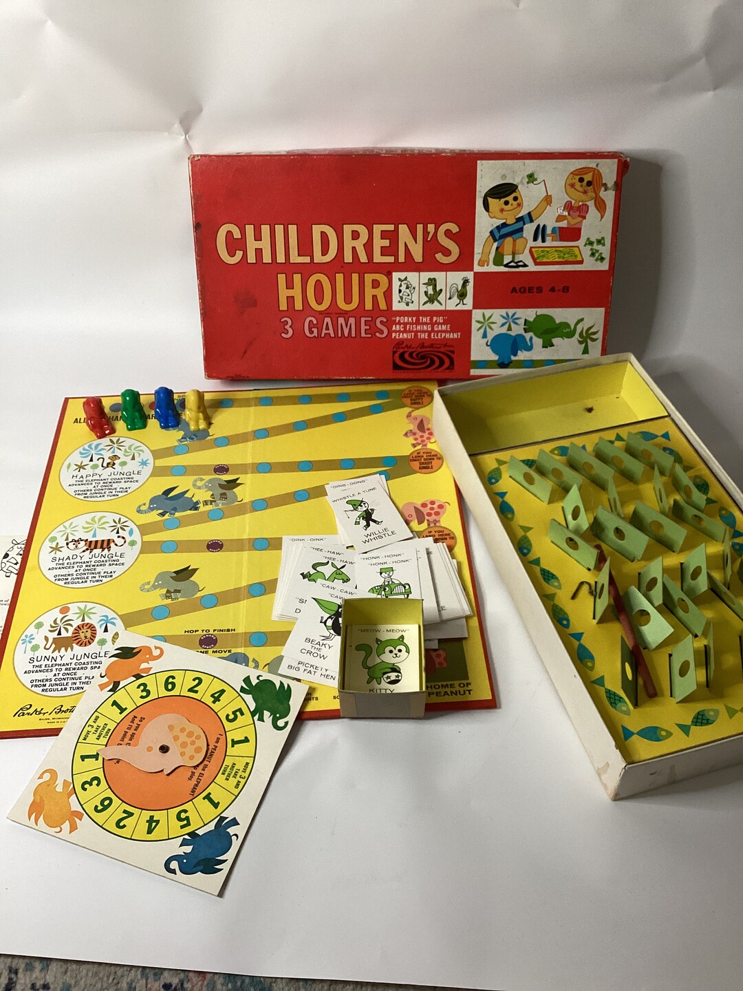 Children’s Hour 3 Games Parker Brothers Porky Pig Fishing Game Peanut ...
