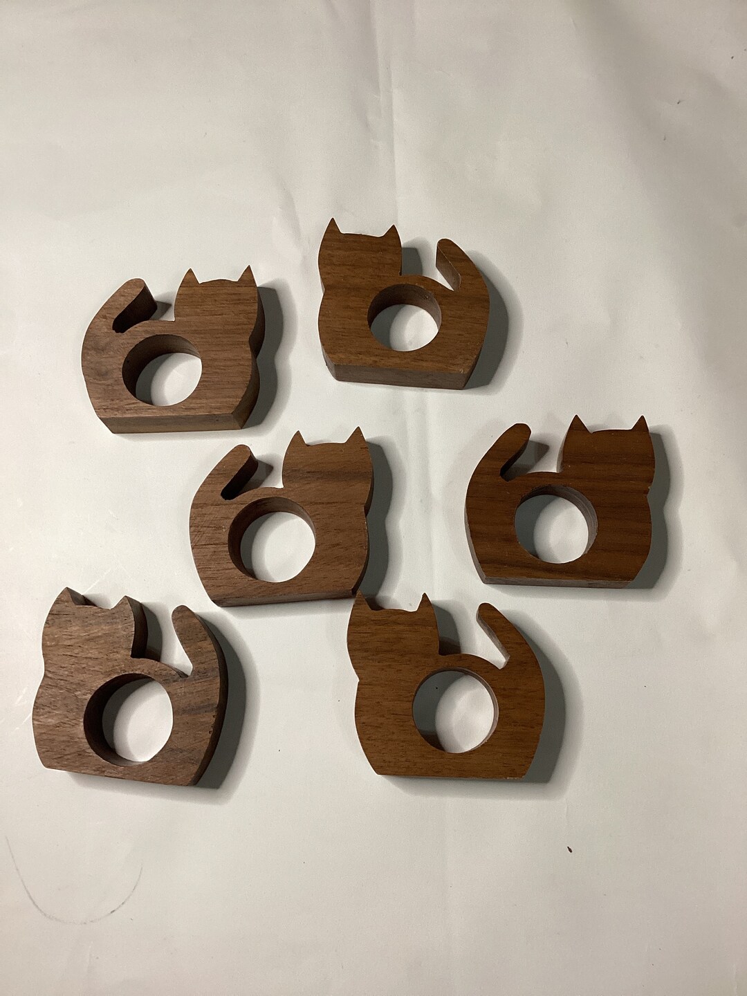 Mid Century Wooden Cat Napkin Rings - Etsy