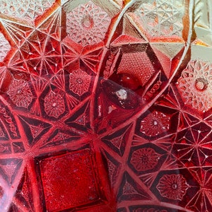 Ombre Glass Dish Crimson to Amber Cut Glass Vintage - Etsy