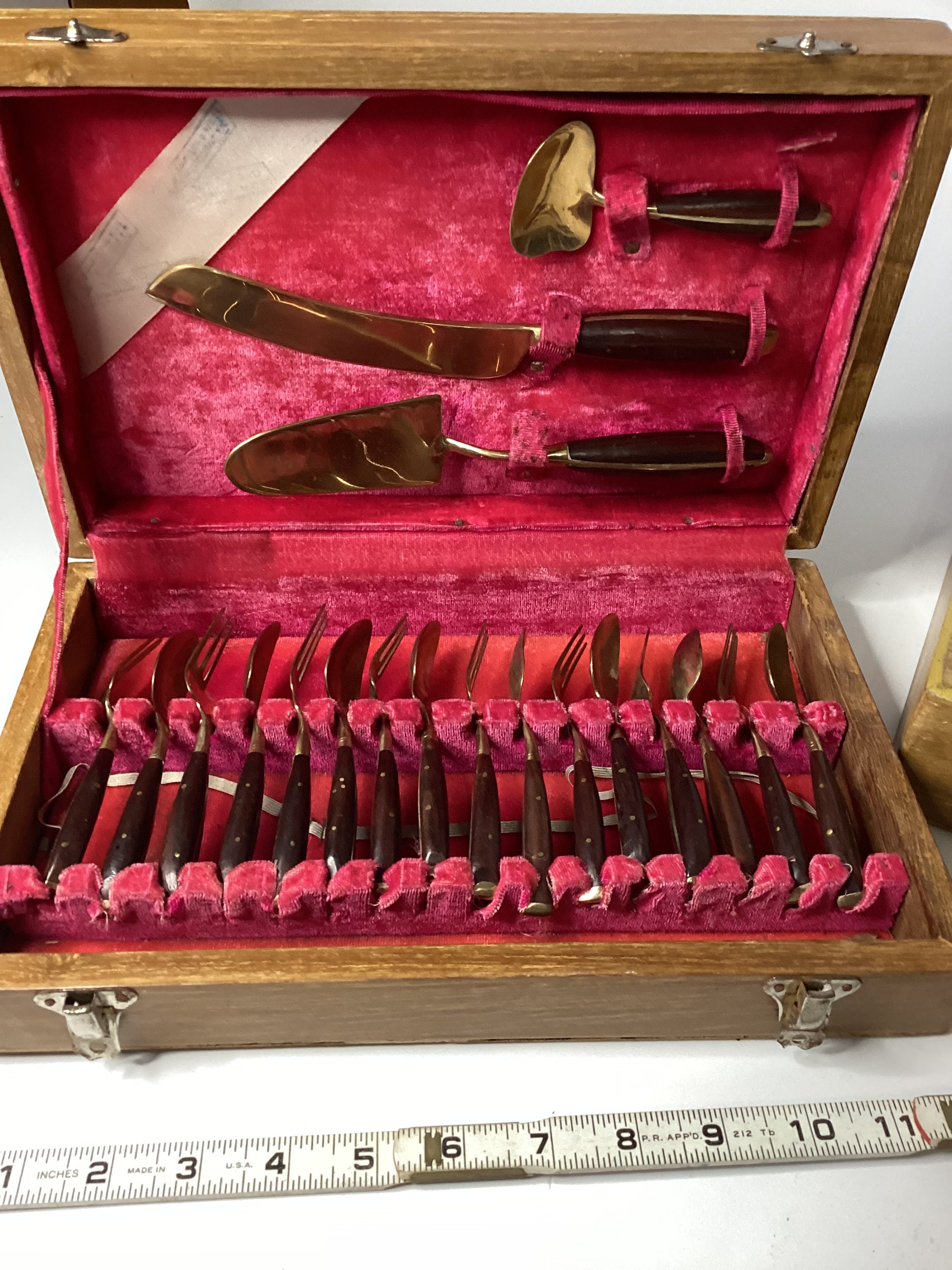 Vintage SIAM 19 Piece Brass-bronze Teak Flatware Set Tonys | atelier ...