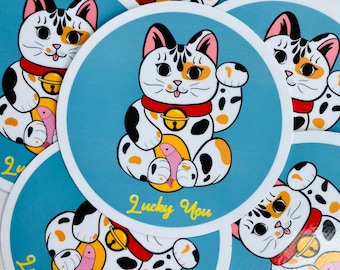 Lucky Cat Decal - Etsy