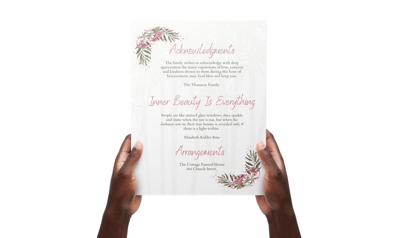 Editable Funeral Program Template, Memorial Service Template, Memorial ...