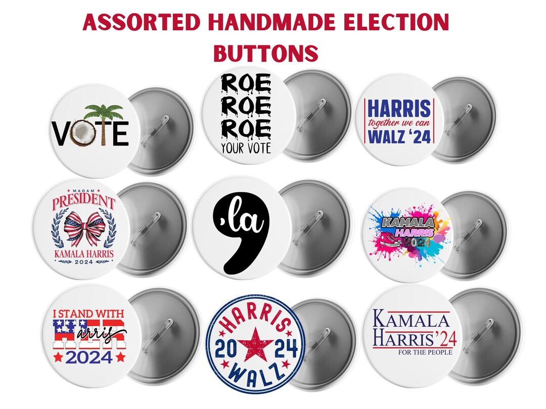 9 PACK Kamala Harris 2024 Campaign Button, KAMALA BUTTONS, Political ...