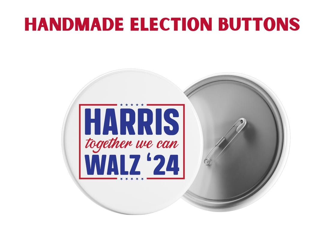 Kamala Harris 2024 Campaign Button, KAMALA BUTTONS, Political Pin ...