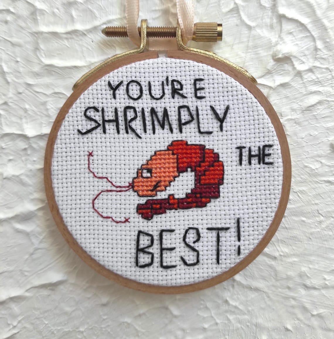 Cute Shrimp Shrimply the Best, Shrimp Kitchen Decor, Small Hand Cross ...