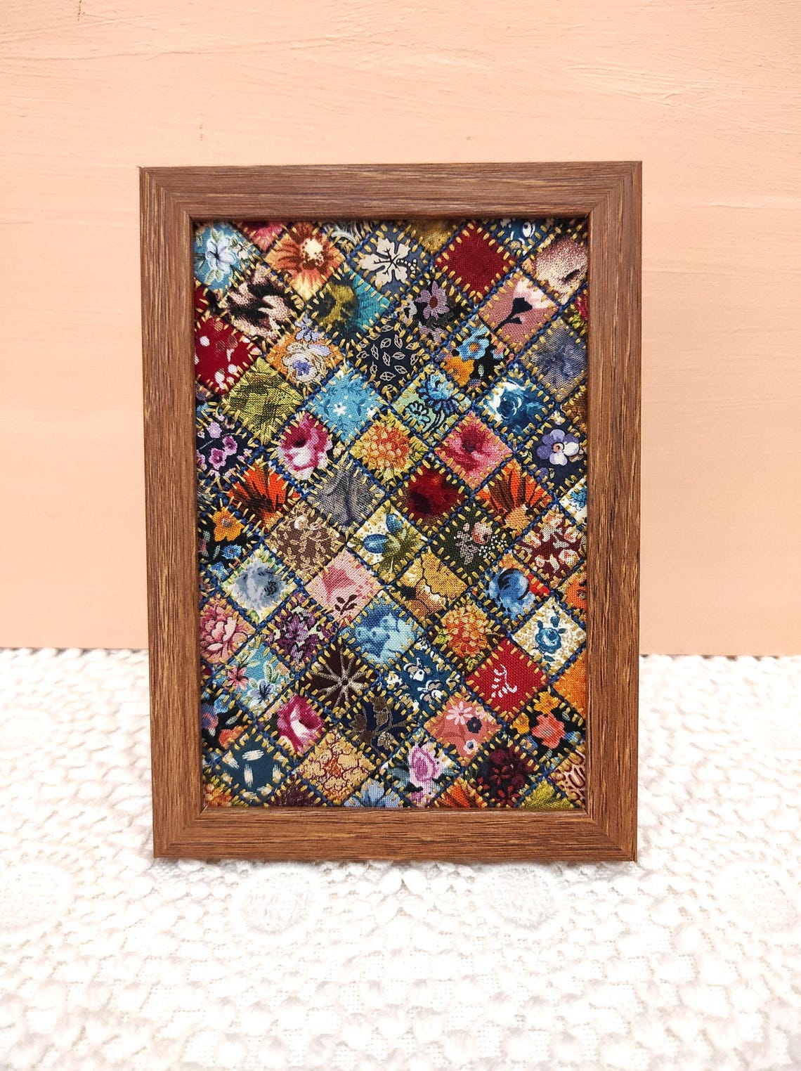 Whimsical Patchwork Wall Art, Patchwork Quilt Cabin Decor, Wall Hanging ...