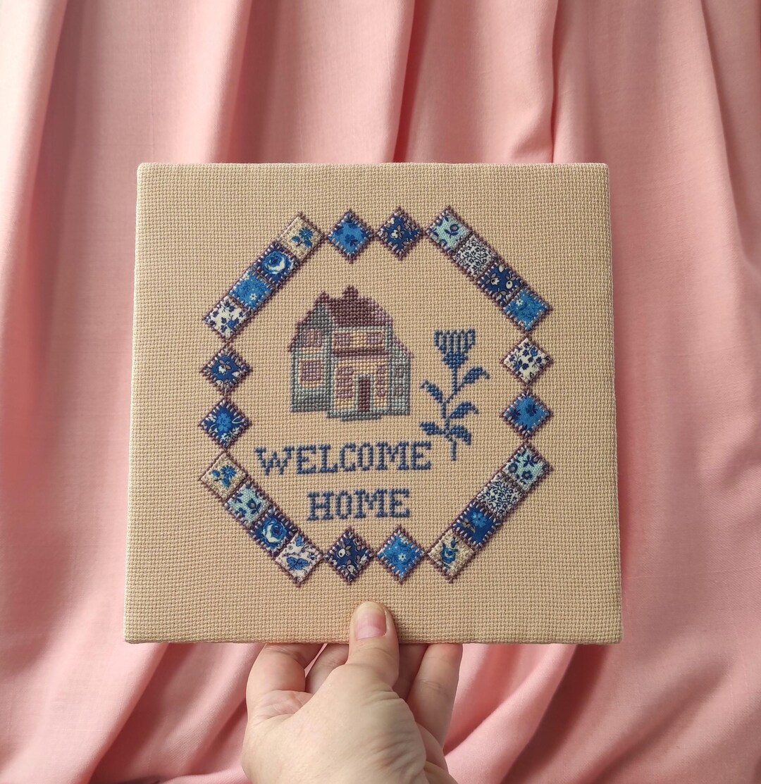 Welcome Sign, Welcome Home, Light Blue Decor, Shelf Decor, Cross Stitch ...