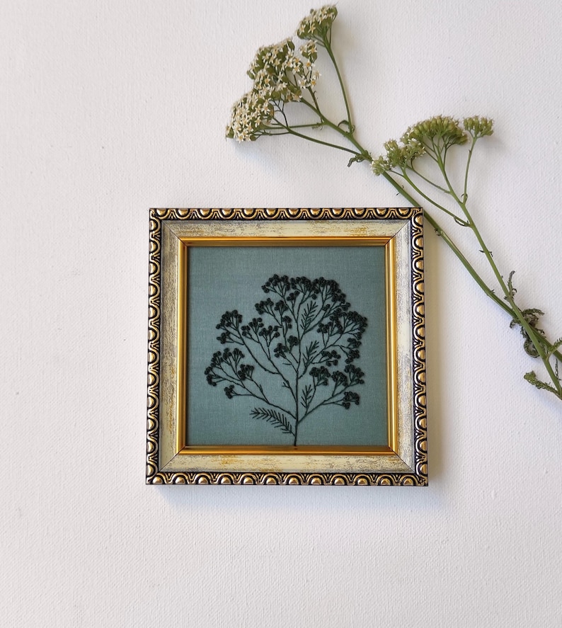 Yarrow Embroidered Decor 4-4 Inches, Dark Sage Green, Delicate Kitchen ...