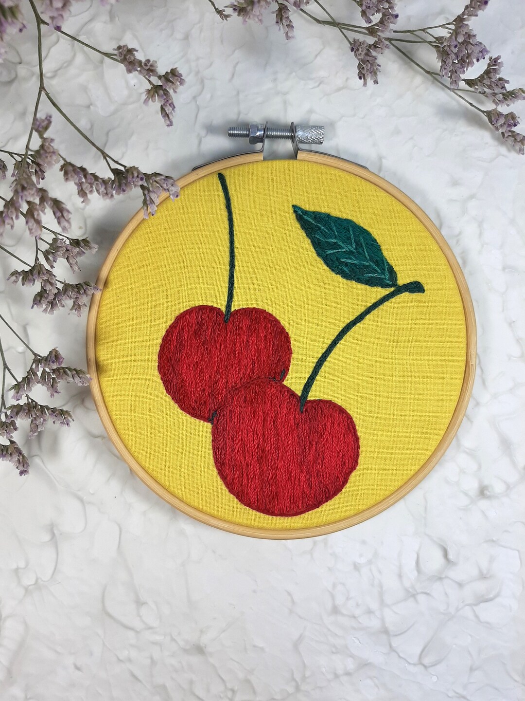 Red Cherries Framed 5 Inch Ready Wall Art Yellow Decor Minimalist ...