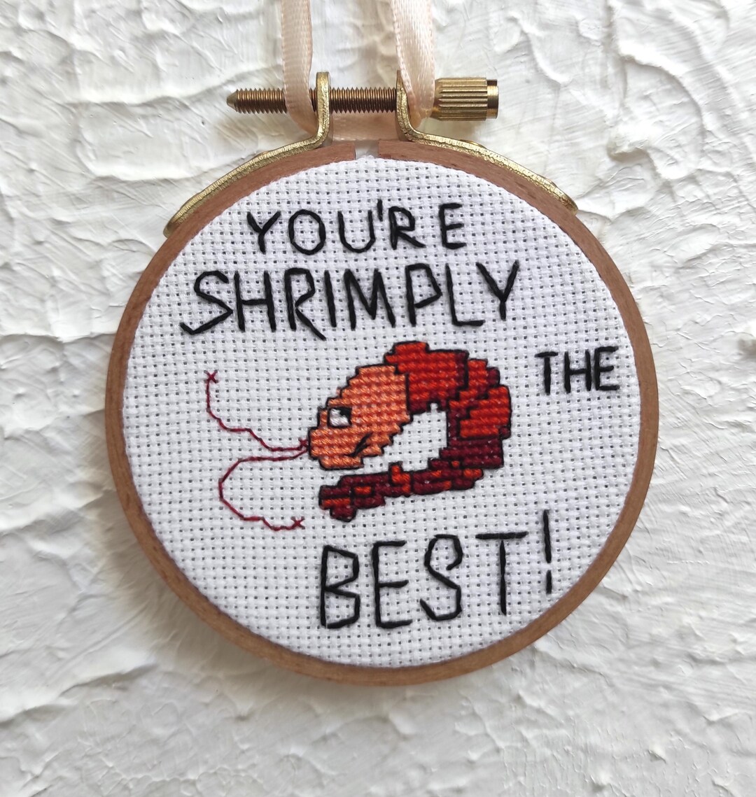 Cute Shrimp Shrimply the Best, Shrimp Kitchen Decor, Small Hand Cross ...
