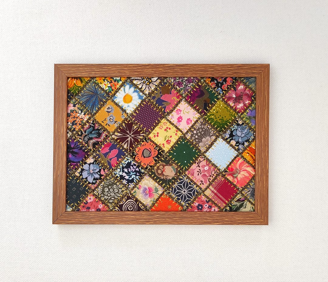 Patchwork Decor, Textile Wall Art, Wall Hanging Floral Fabric Collage ...